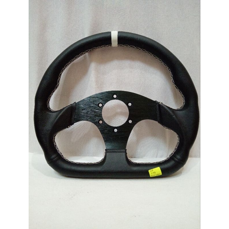OMP Steering Wheel D Shape Leather White Middle Line Nardi Sparco Momo Personal Steering Wheel ...