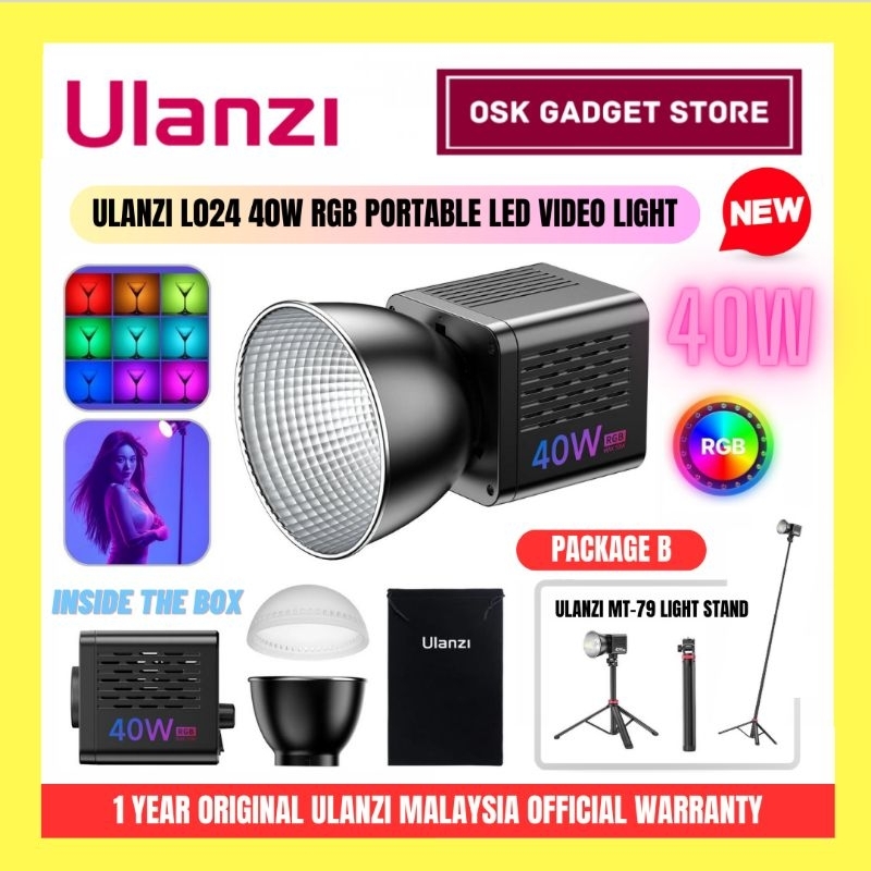 Ulanzi L024 40W RGB Portable LED Video Light | RGB Full Color ...