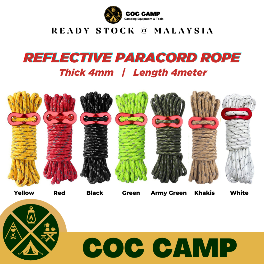 COCcamp Camping Super Reflecitive Paracord Rope Wind Rope 4mm 4meters ...