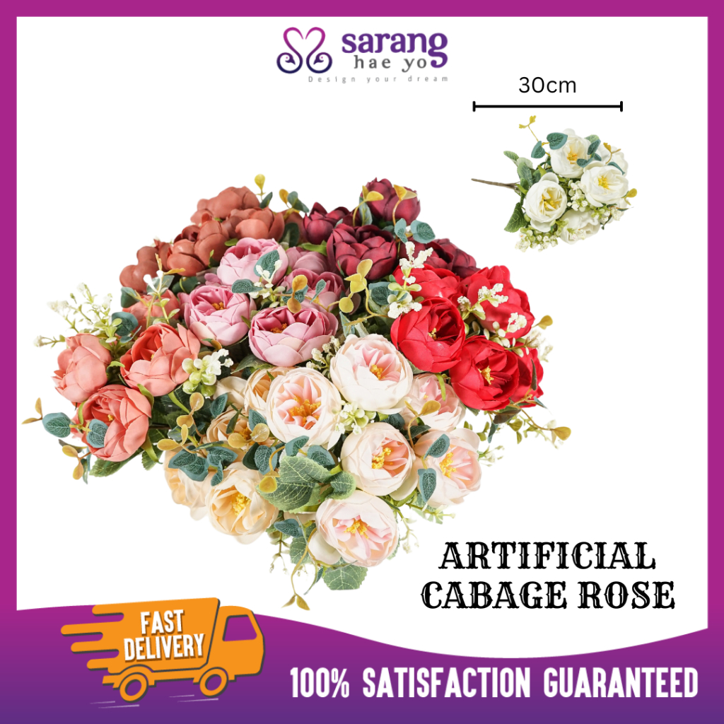 1 Bush Artificial Flower Decoration Bunga Hiasan Dulang Hantaran Home ...