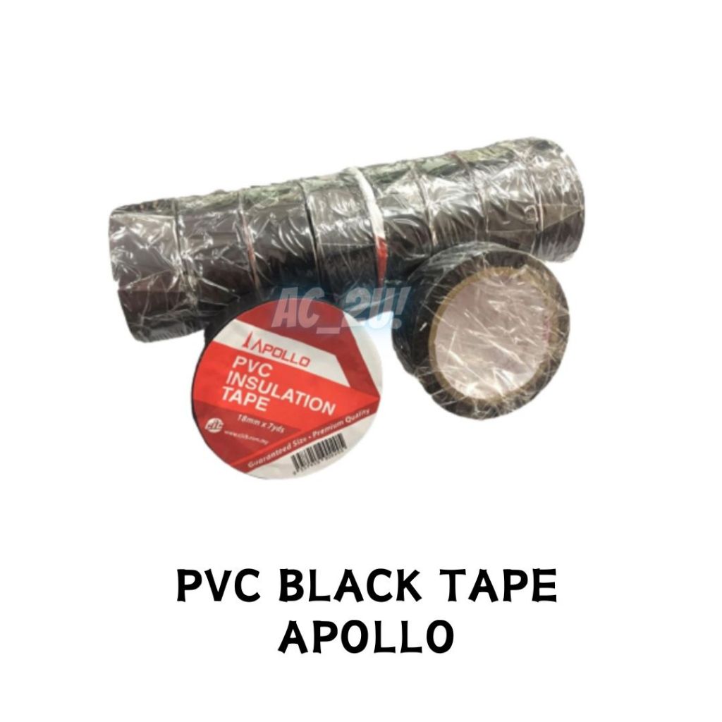APOLLO BLACK TAPE WIRE TAPE INSULATION TAPE AIRCOND BLACK TAPE(10PCS ...