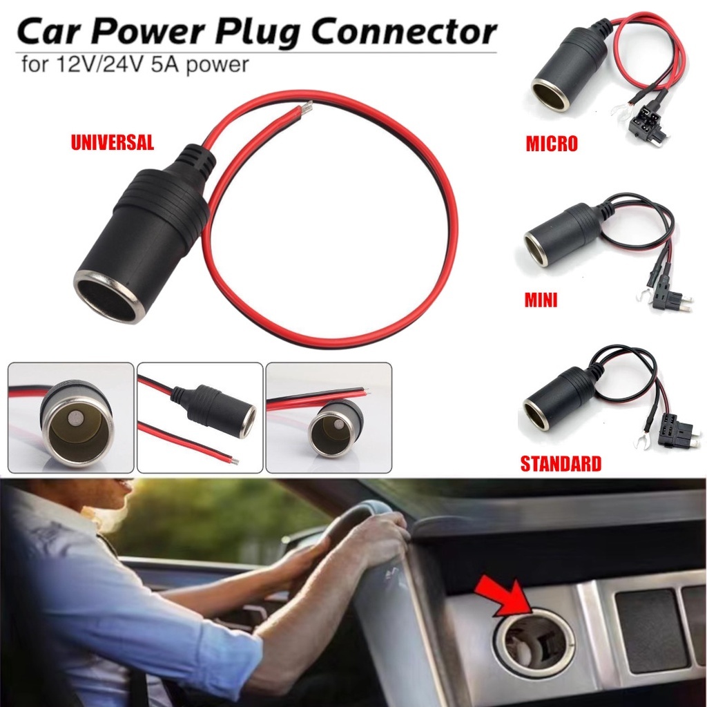 12V-24V Car Cigar Socket Female Lighter Cigarette Lighter Socket Plug ...
