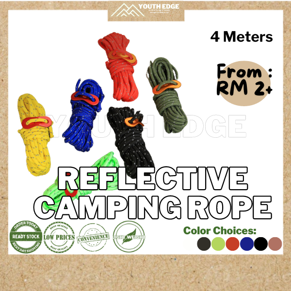 4 Meter Reflective Camping Rope Tent Ropes Flysheet Wind Rope Tensioner ...