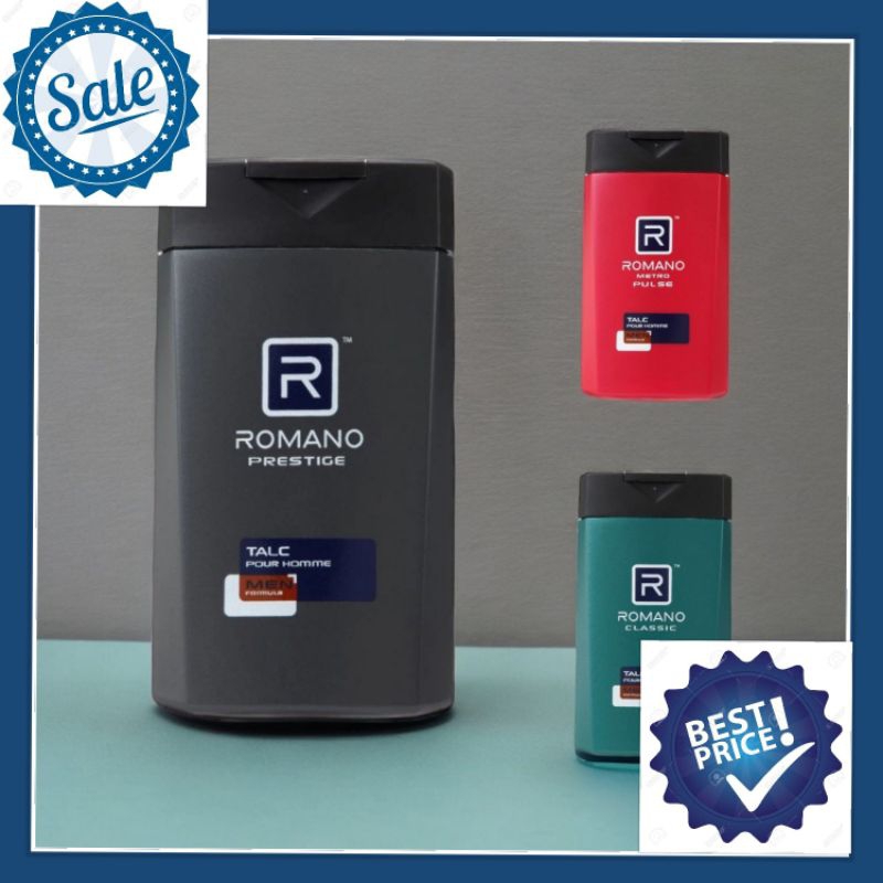 ROMANO MEN PERFUME TALCUM POWDER CLASSIC/PRESTIGE/METRO PULSE 125G ...