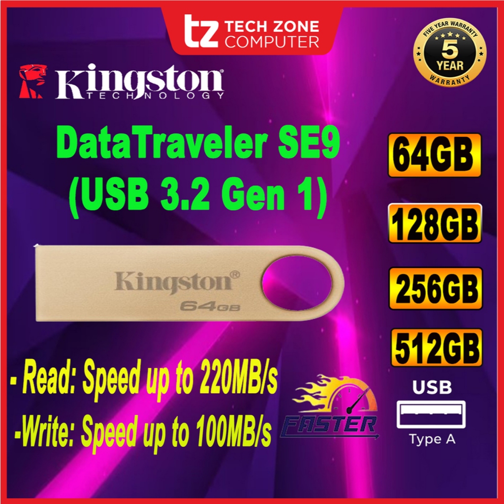 Kingston DataTraveler SE9 G3 USB Flash Drive [64GB/128GB/256GB/512GB ...