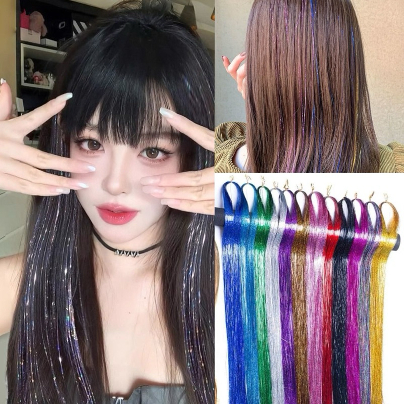 Y2K Hair Tinsel Sparkle Strands Hair Glitter Holographic Hair ...