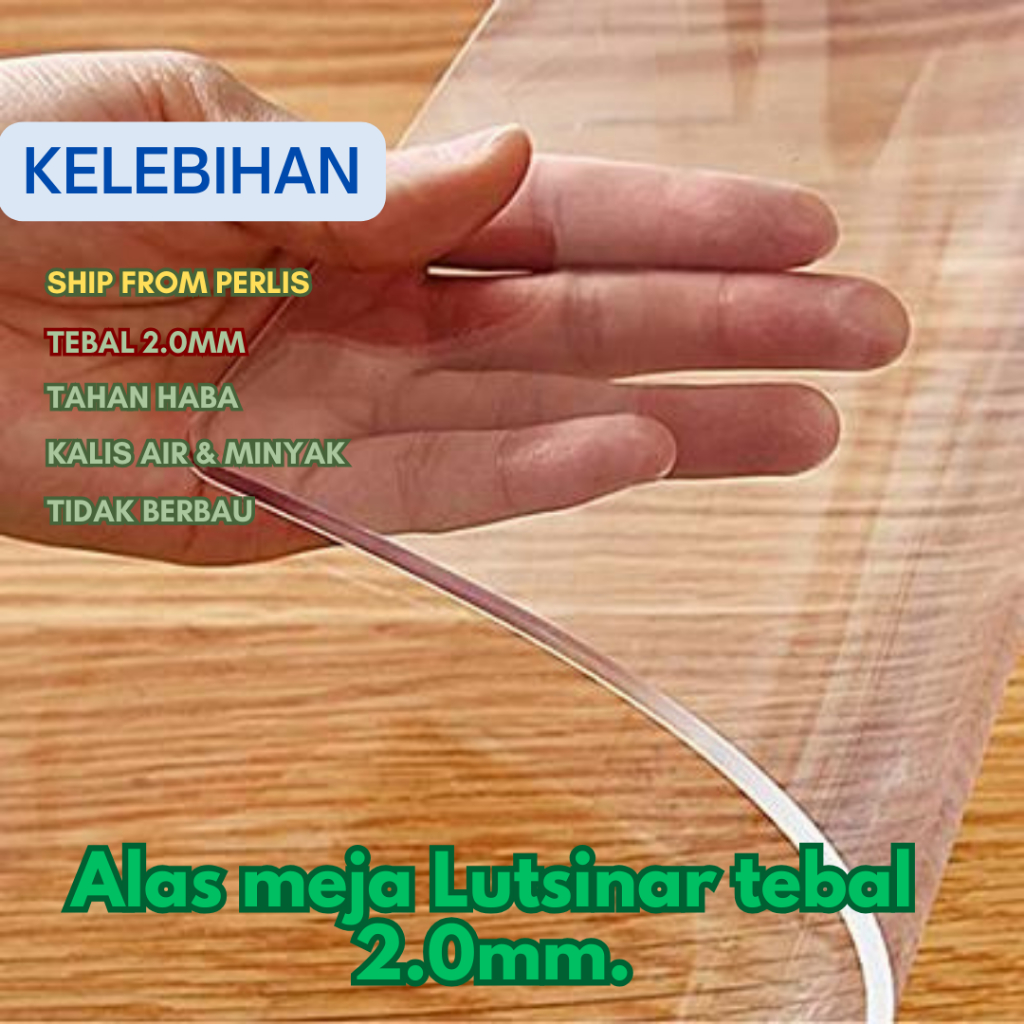 alas Meja Plastik tebal lutsinar 2.0mm soft transparent table cloth PVC ...