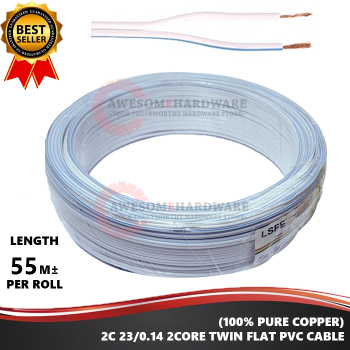 (BLUE WHITE) 100% PURE COPPER CABLE 23/0.14 X 2C 2 CORE PVC TWIN ...