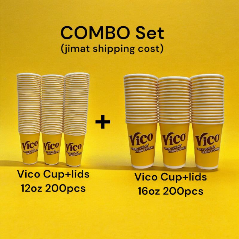 VICO Cup Combo Set (200pcs 12oz + 200pcs 16oz) / Cawan Vico | Shopee ...