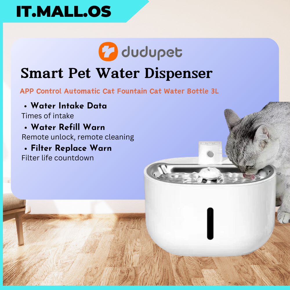 DUDUPET PET Water Dispenser APP Control Automatic Cat Dog Fountain Water Bottle 3L | Shopee Malaysia