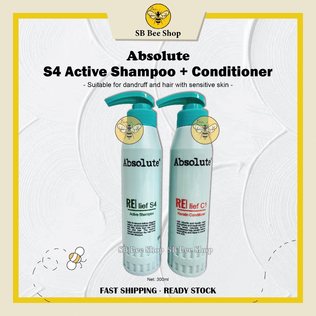 Absolute S4 Active Shampoo 300ml + C1 Keratin Conditioner 300ml ...