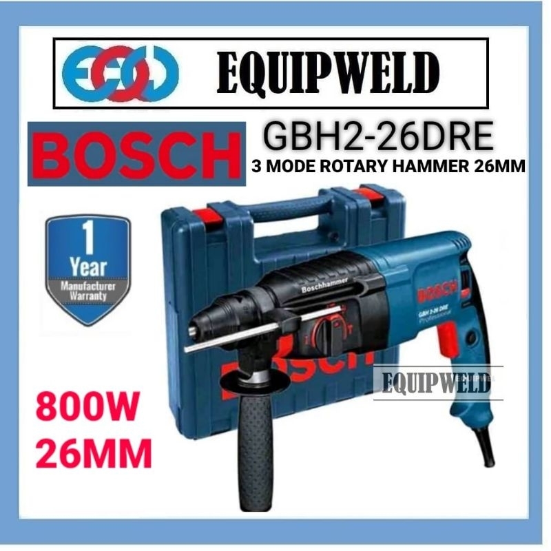 BOSCH GBH2-26DRE ROTARY HAMMER DRILL 3 MODE 800W (CORDED) HEAVY DUTY HD ...