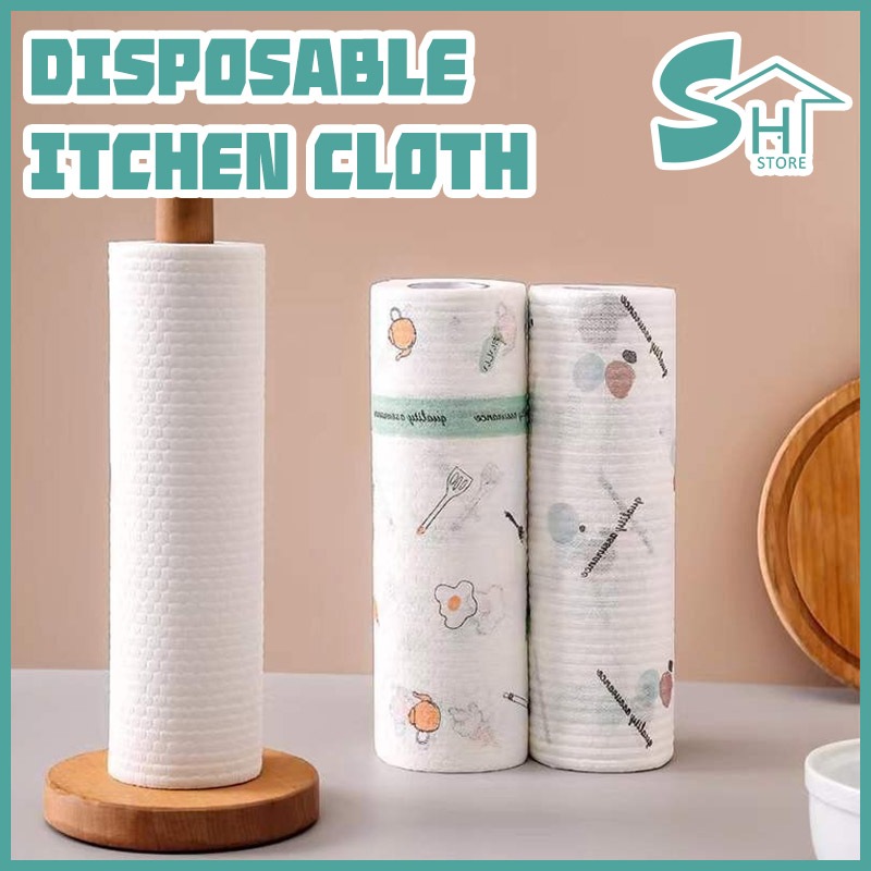 50pc/roll Roll Cleaning Cloths Lazy Rags Dry Washable Disposable Dish ...