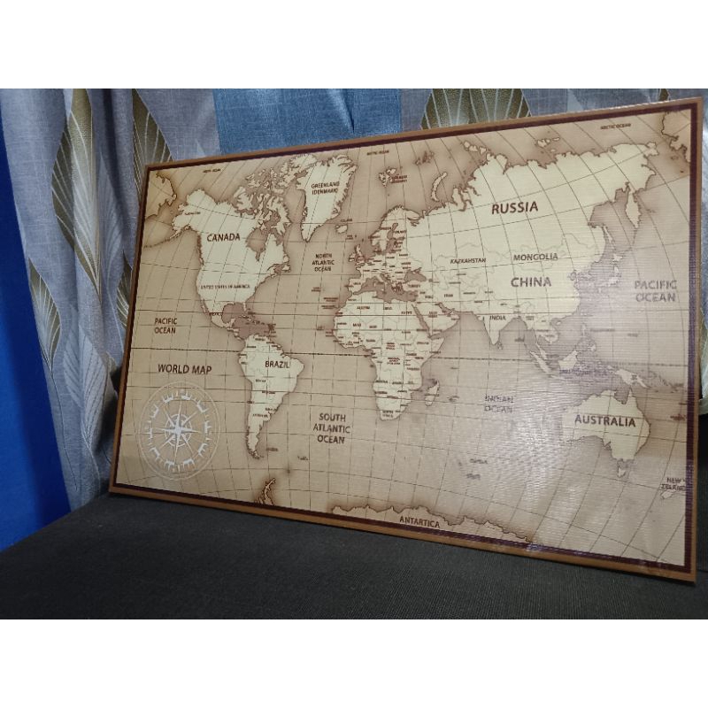 Large 3x2ft Exclusive World Map Peta Dunia Frame Wall Decor | Shopee ...