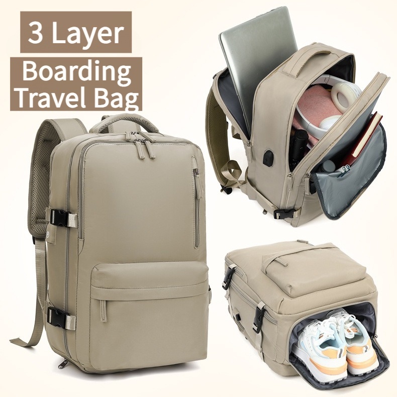 【Malaysia Ready stock】Large capacity backpack Expandable travel ...