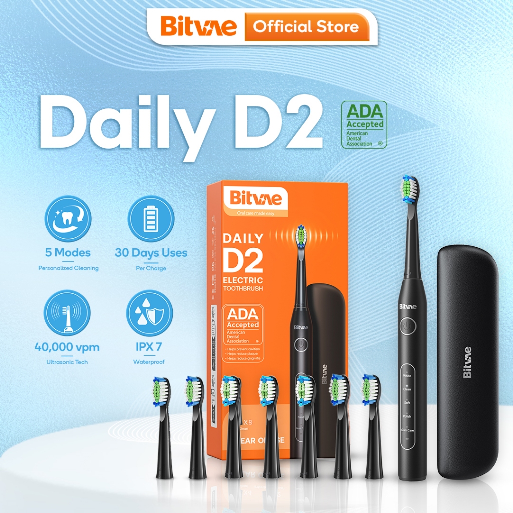 Bitvae D2 Rechargeable with 5 Modes Sonic Electric Toothbrush with ...