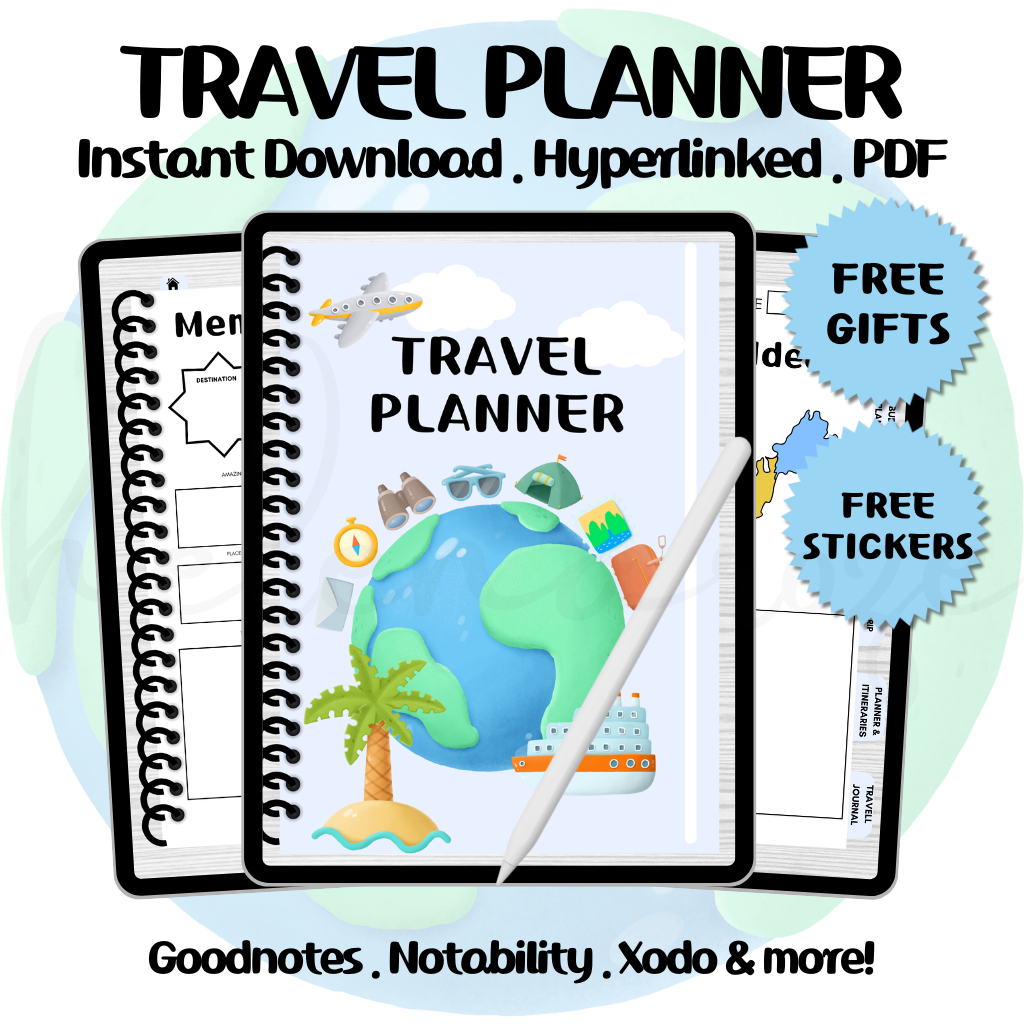 Travel Planner Travel Digital Planner Pdf Planner Planner Book
