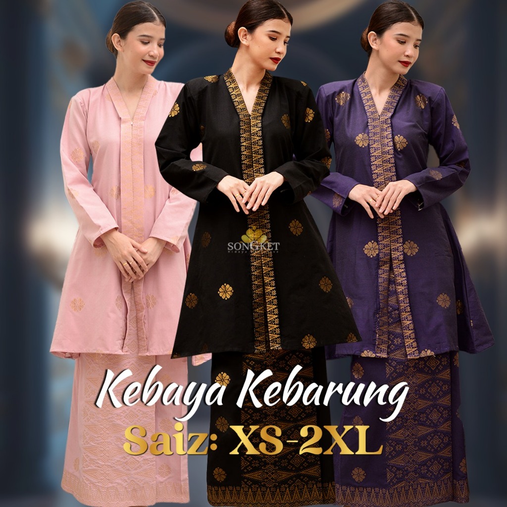 (XS-2XL ) Kebaya Kebarung | kebaya songket | songket plus bunga Kebaya ...