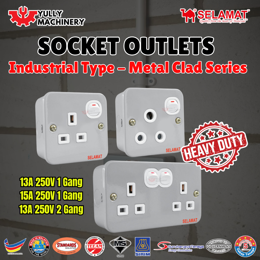 SELAMAT Heavy Duty 13A/15A Metal Socket Outlets - Metal Clad Series (1 ...