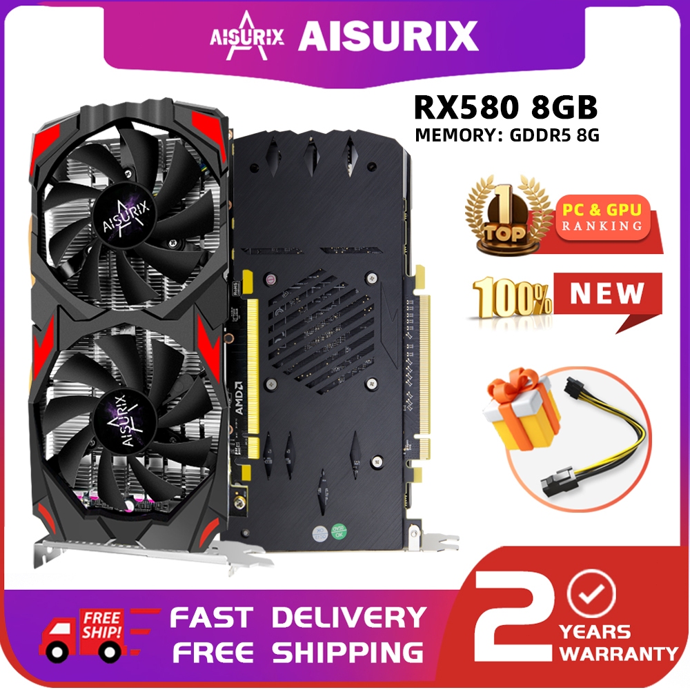 AISURIX RX 580 8GB Graphics Card RX580 AMD GPU Computer Video Card ...