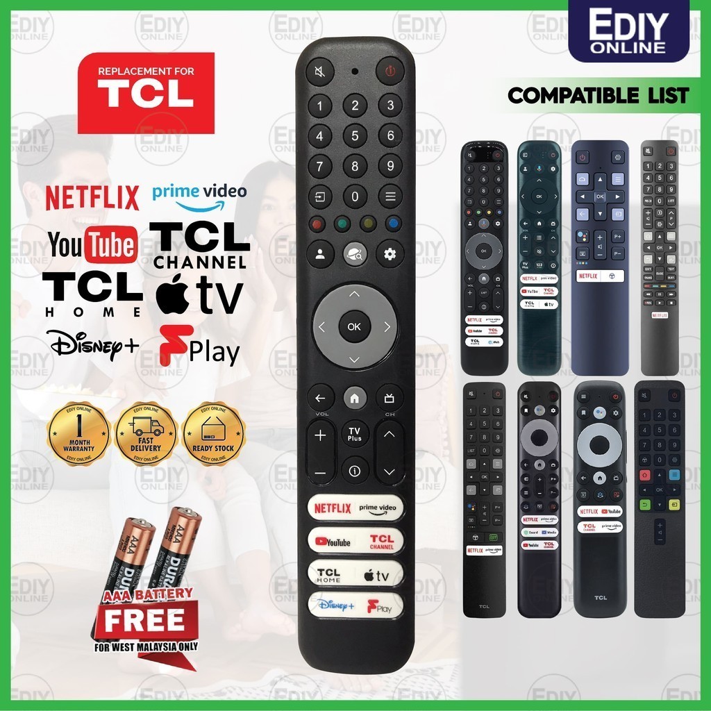 【𝐅𝐑𝐄𝐄 𝐁𝐀𝐓𝐓𝐄𝐑𝐘 𝐀𝐀𝐀 𝐗𝟐】UNIVERSAL REMOTE TCL 2023 C745 C845 4K QLED HDR ...