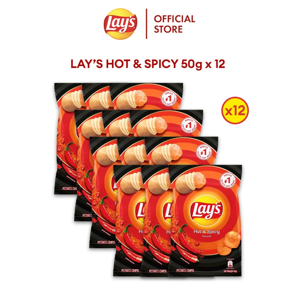 [Bundle of 12] Lay's Potato Chips Mid Pack 50g / [Pek 12] Lay's Kerepak ...