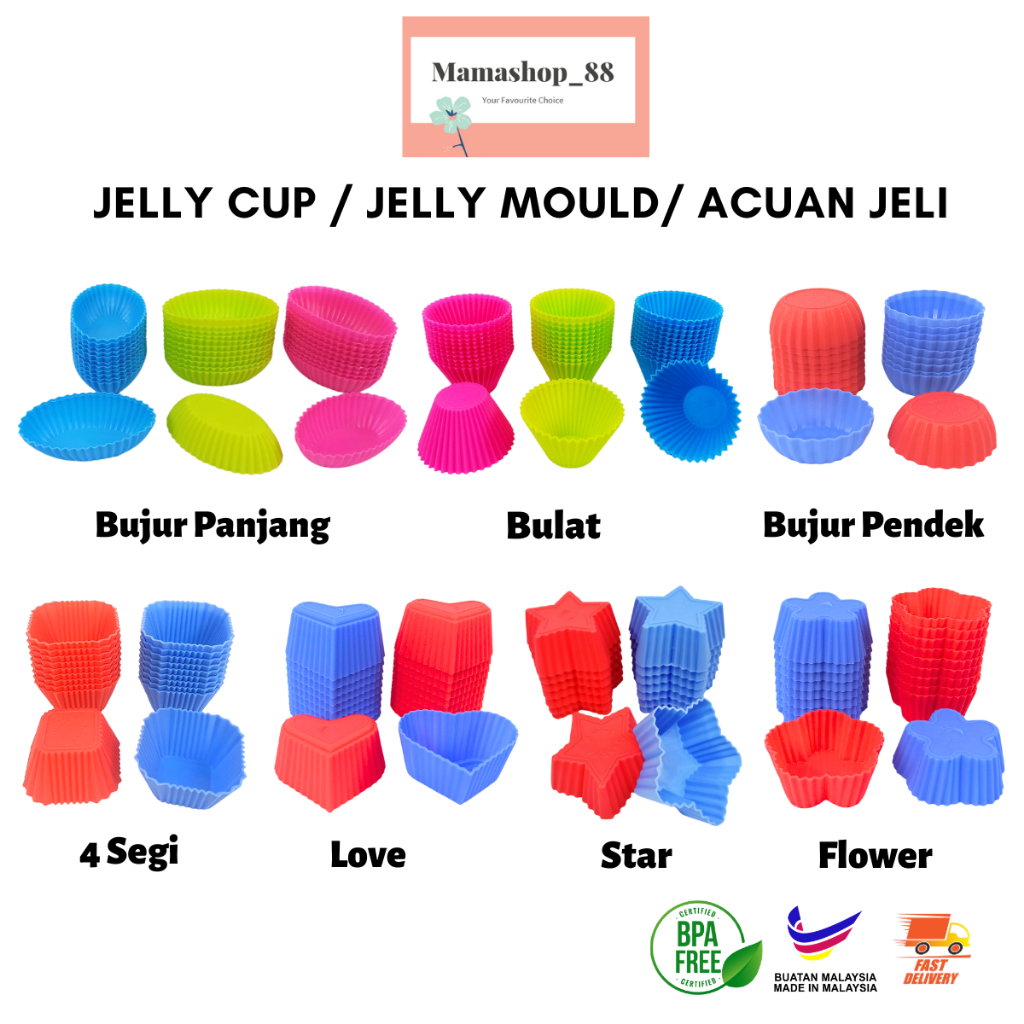 12 pcs Jelly Cup /Jelly Mould /Muffin Cup/Pudding Cup/Acuan Jeli (Bulat ...