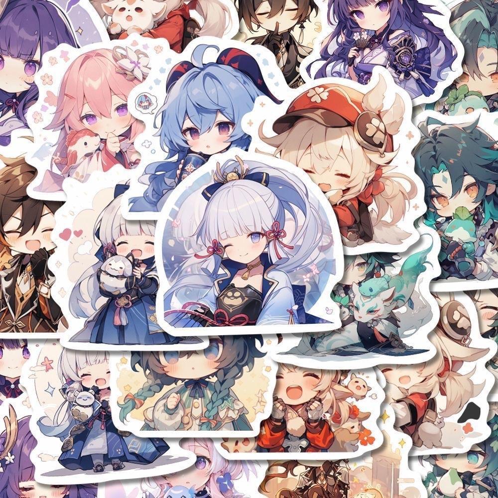 100pcs Genshin Impact Sticker Cute Emoji Stat Stationery Paper Anime ...