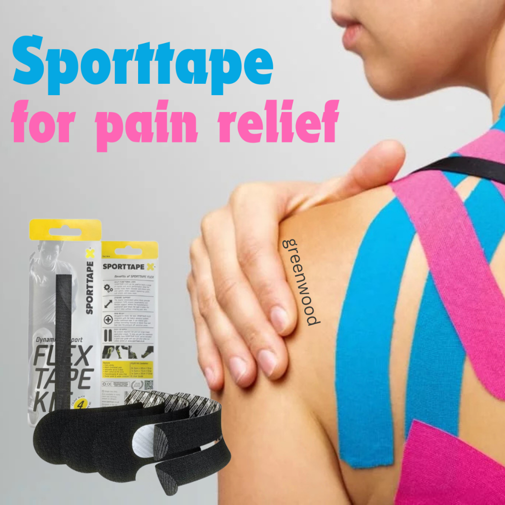 SPORTTAPE Flex Tape Kit 4 (Sticky Pre-cut kinesiology tape for pain ...