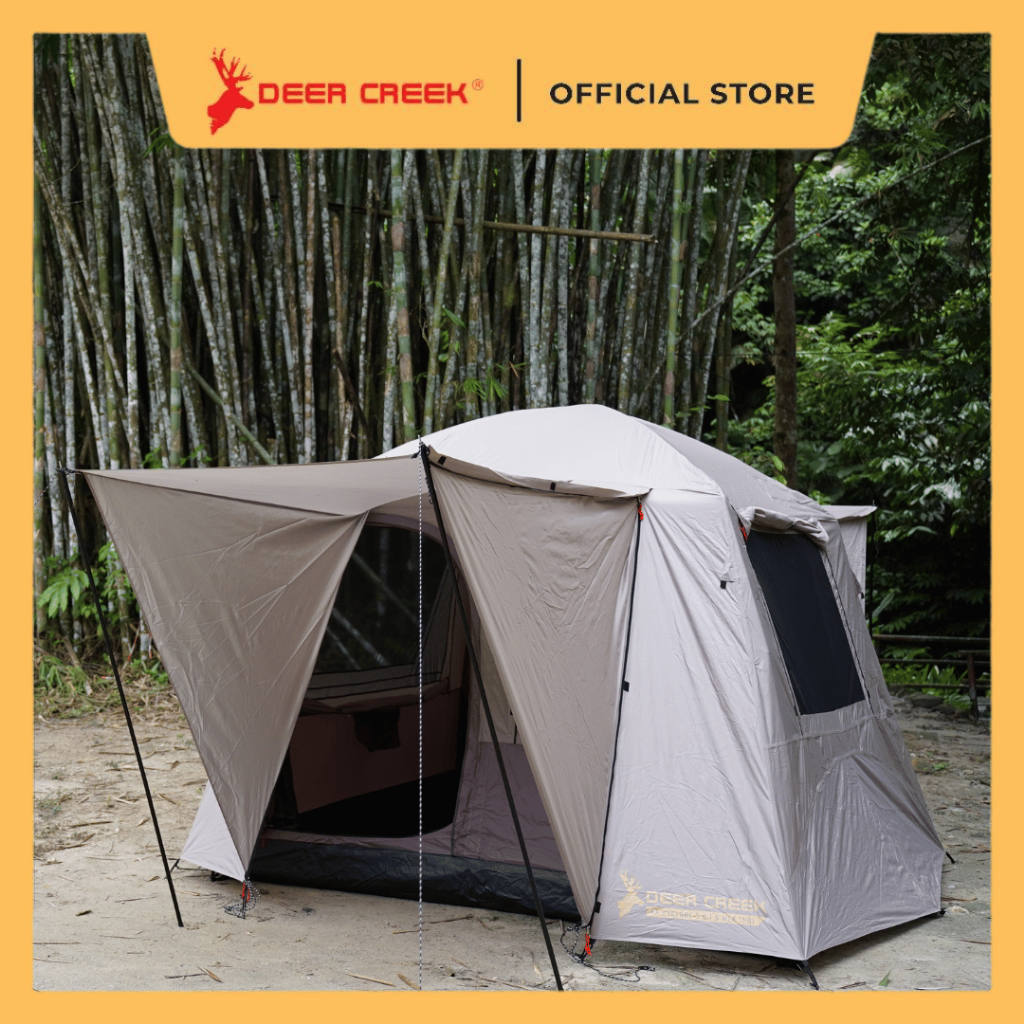 Deer Creek Cyclone 3.0 6-Person Tent with Full Cover Flysheet Khaki ...