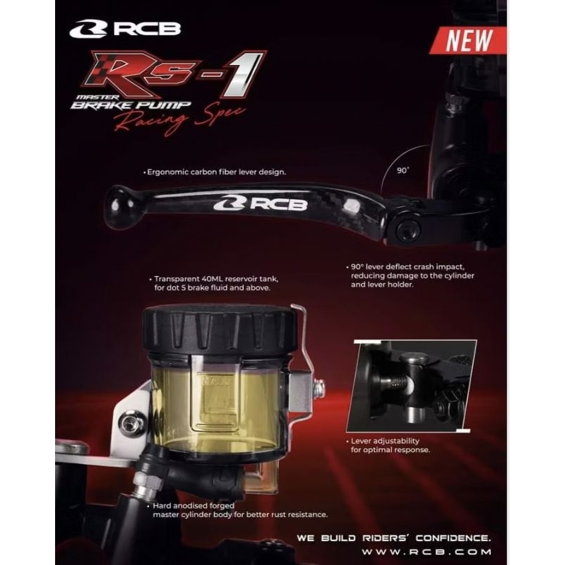 ORIGINAL RCB RS1 FORGED MASTER BRAKE PUMP CARBON 17MM UNIVERSAL ...