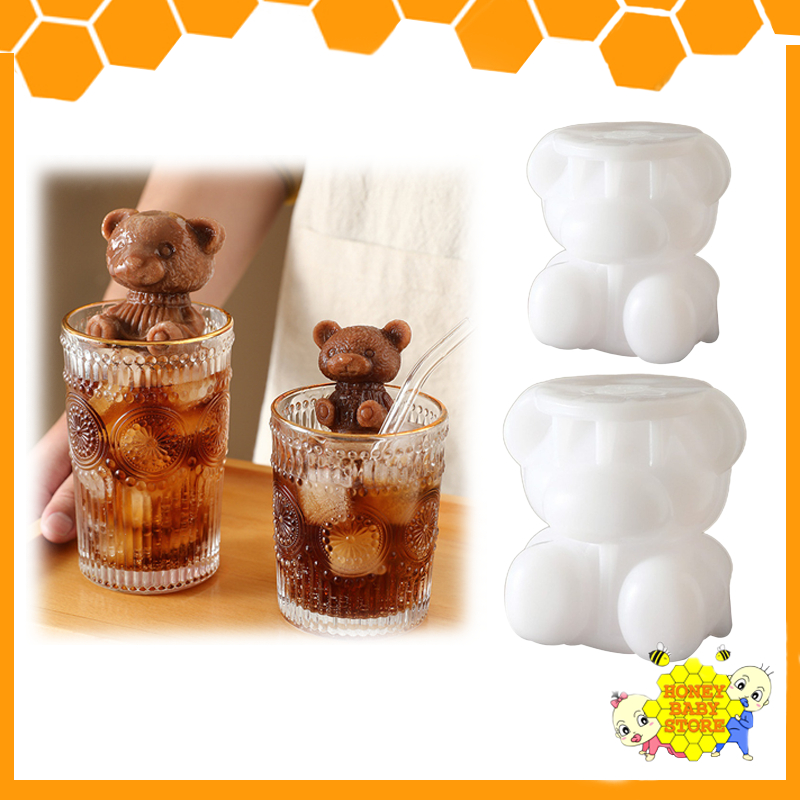Diy 3D Cute Bear Ice Mold Self-Made Silicone Ice Maker Jelly Mold Ice ...