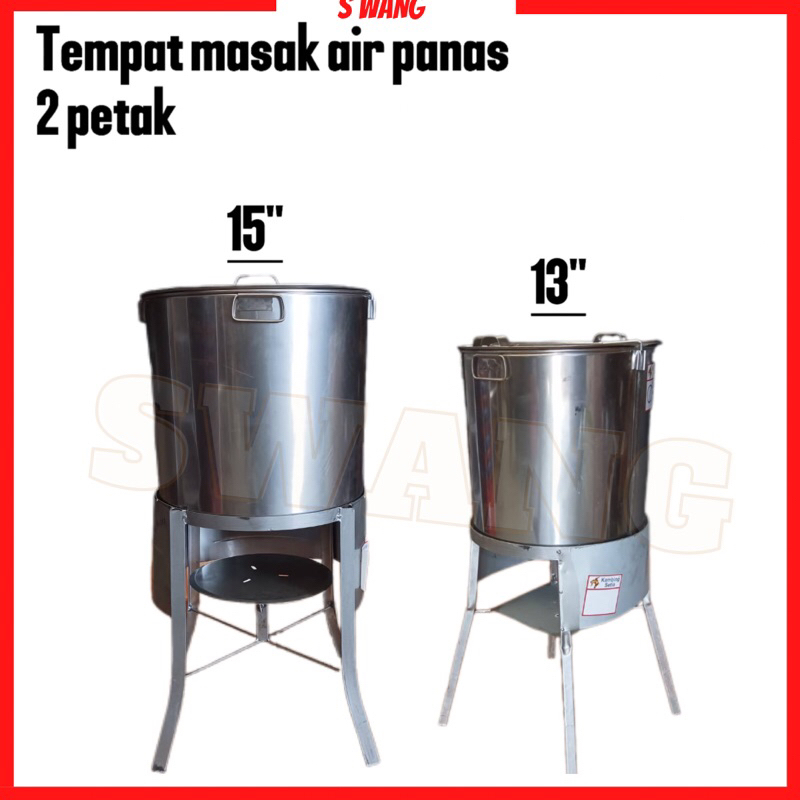 Tong Masak air 2bilik/Tong Air panas stainless steel/Tong berniaga air ...