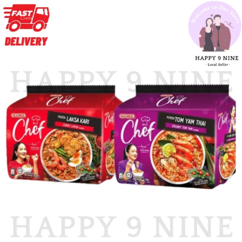 Mamee Chef Instant Noodle 4x95g Mamee Chef Laksa Kari Chef Tom Yam Chef ...