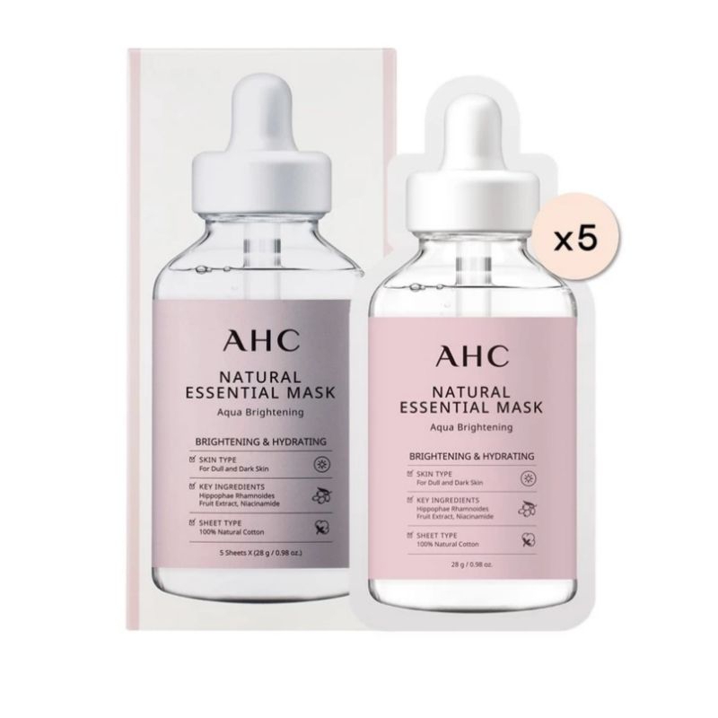 AHC Natural Essential Mask Aqua Brightening ( 28g x 5 piece) | Shopee Malaysia