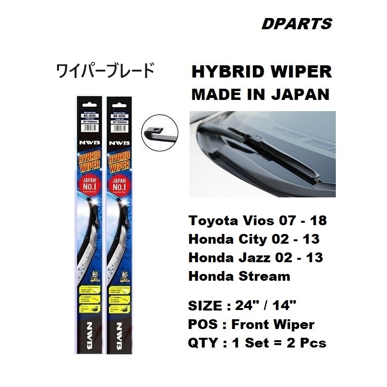 Original NWB Hybrid Wiper Blade ( 24"/14" ) Toyota Vios , Honda City ( Made in Japan ) | Shopee ...