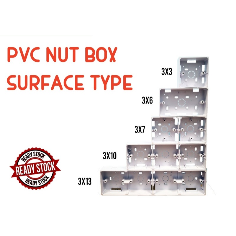 PVC Box Surface Nut Box/ Electrical Box/ Base 3x3 / 3x7 / 3x10 / 3x12 ...