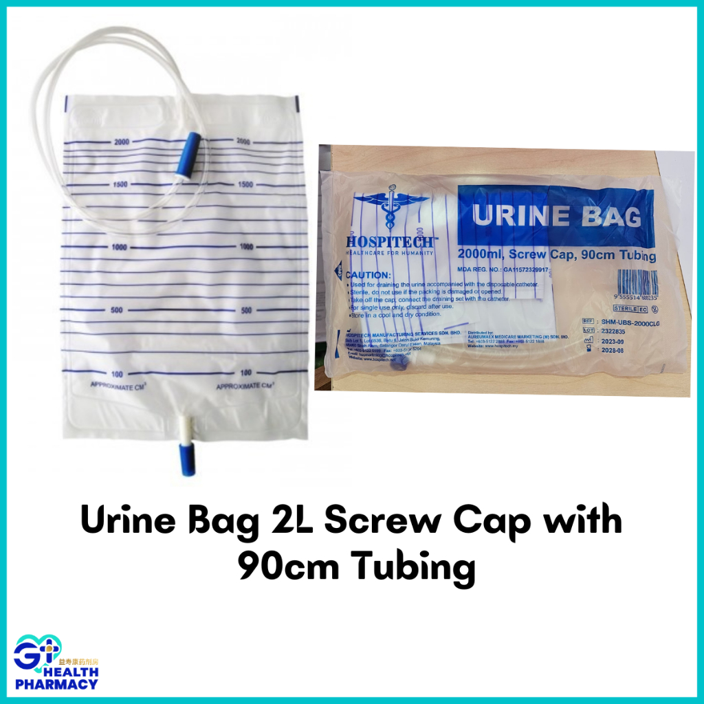 Hospitech Urine Bag 2L Screw Cap with 90cm Tubing 1's | Shopee Malaysia
