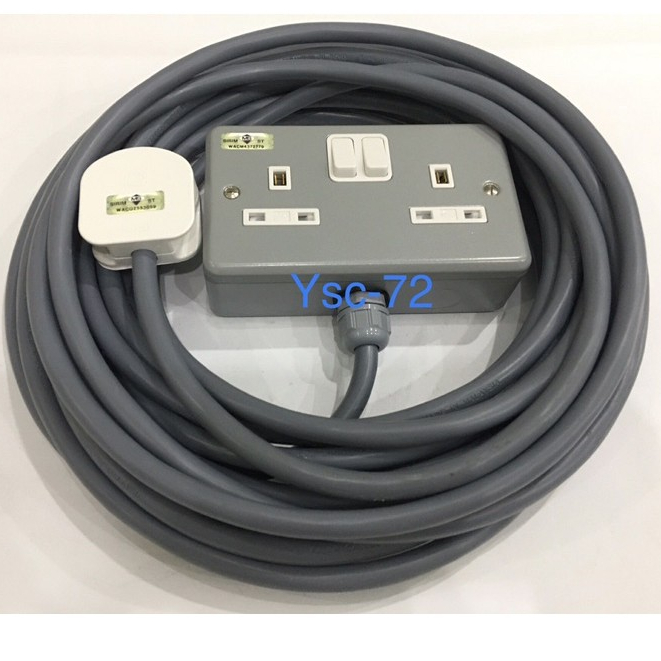 MK 13A 2WAY METAL CLAD SOCKET EXTENSION ( 2.5MM FULL COPPER WIRE )5M ...
