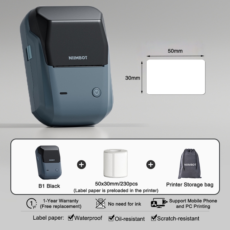 NIIMBOT B1 Bluetooth Label Printer Portable Handheld Thermal Printer Barcode QR Code Sticker ...