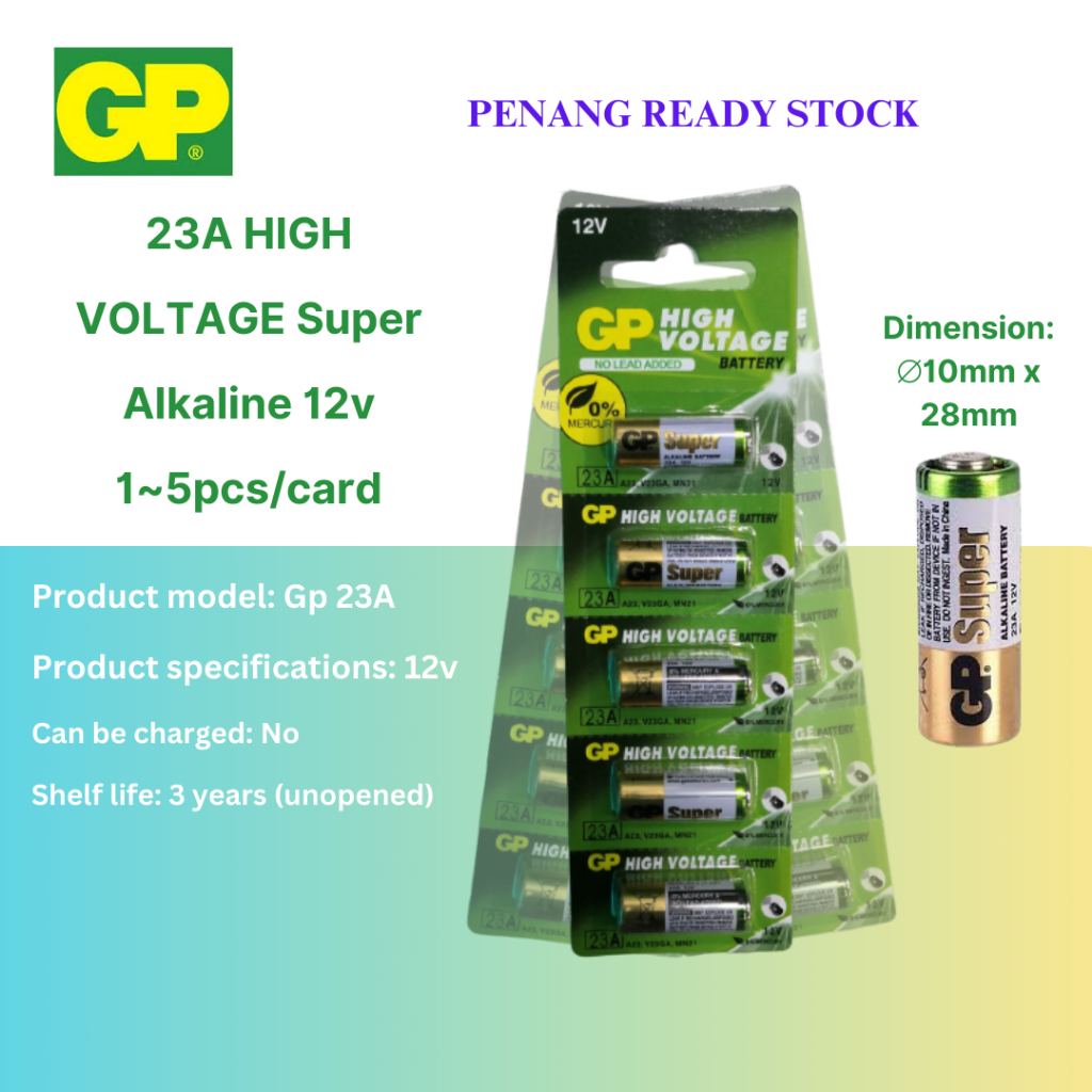 GP 23A 27A High Voltage Super Alkaline Battery 12V A23 V23GA MN21 MN27 电池 Bateri | Shopee Malaysia