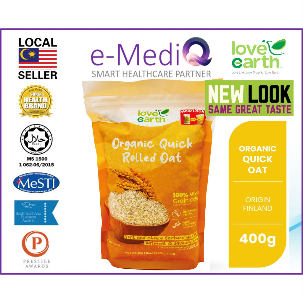 Love Earth Organic Quick Rolled Oat / Oat Halus Organik (400g) (Exp ...