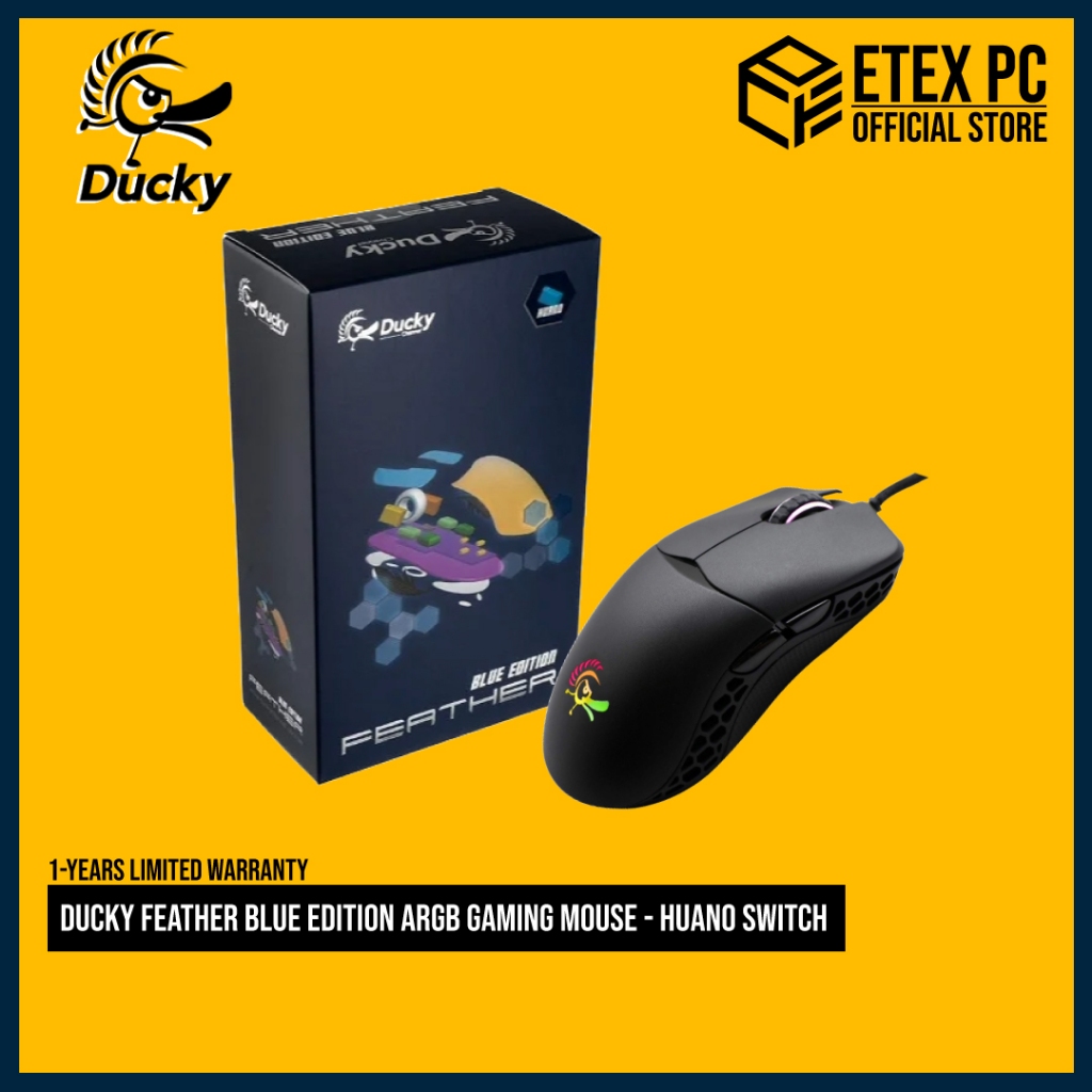 Ducky Feather Blue Edition ARGB Gaming Mouse - Huano Switch # DMFE20O ...