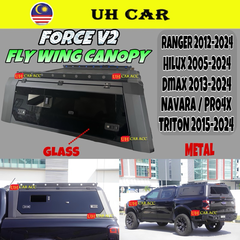 (FORCE V2) FLY WING Metal Steel Canopy Ranger T6 T7 T8 T9 Hilux Vigo ...