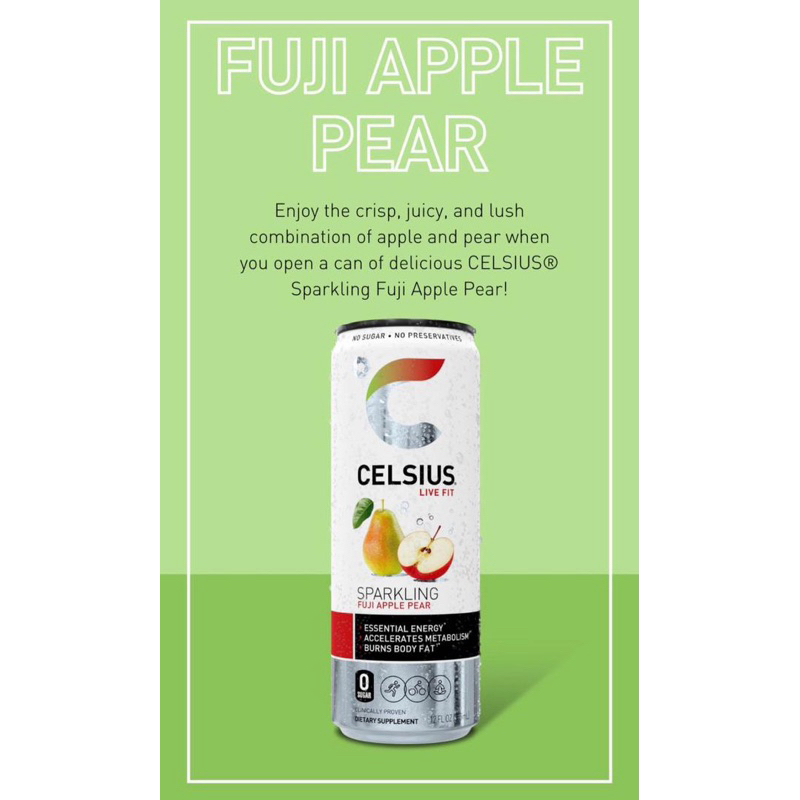 *Local*CELSIUS®️ Carbonated Fuji Apple Pear (325ml) Halal*free gift ...