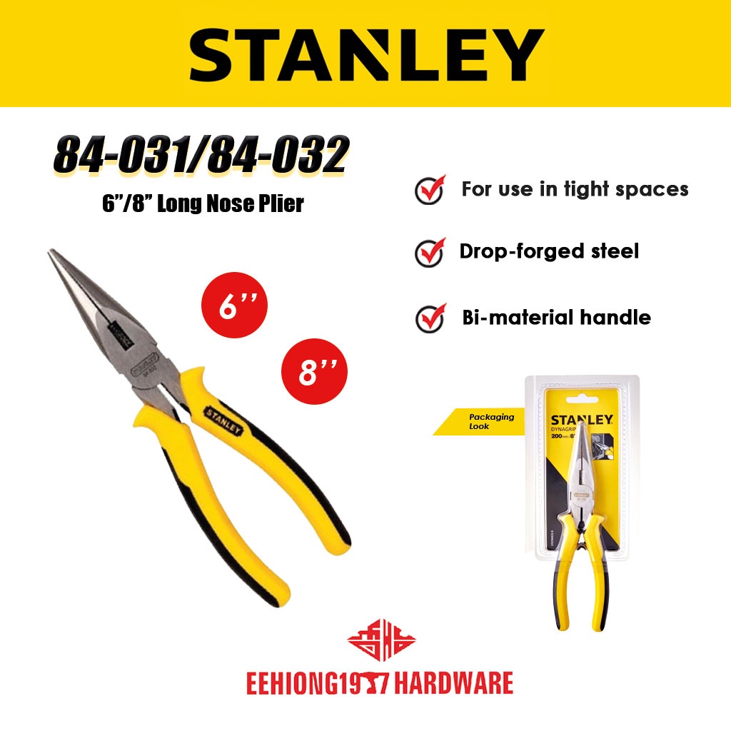 STANLEY 84-031 6'' 84-032 8" 8 INCI Long Nose Pliers plier LONG PLIER 6" 8" | Shopee Malaysia