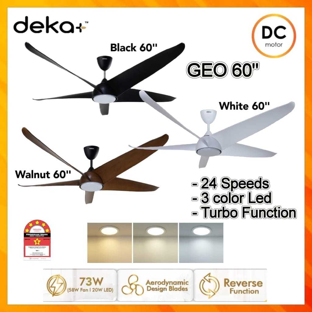 Deka + Geo 60LED 60" DC Motor Remote Control Ceiling fan / Kipas siling ...