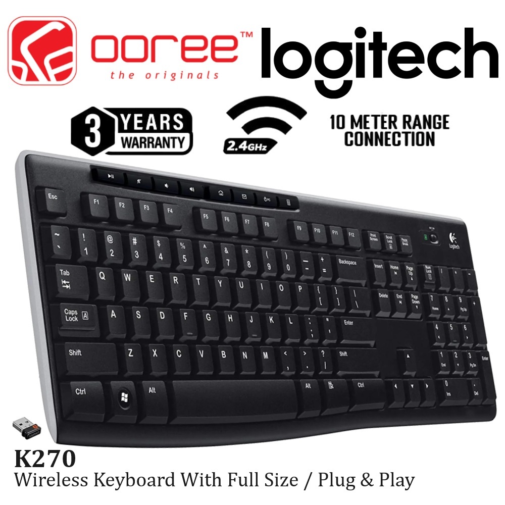 LOGITECH K270 WIRELESS KEYBOARD WITH SPILL RESISTANT DESIGN / 2.4 GHZ ...