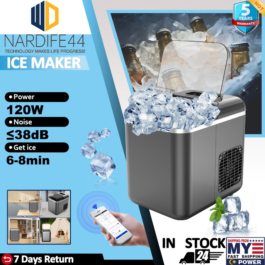 5 Year Warranty 120W Household Ice Maker Machine Wireless Ice Machine ...