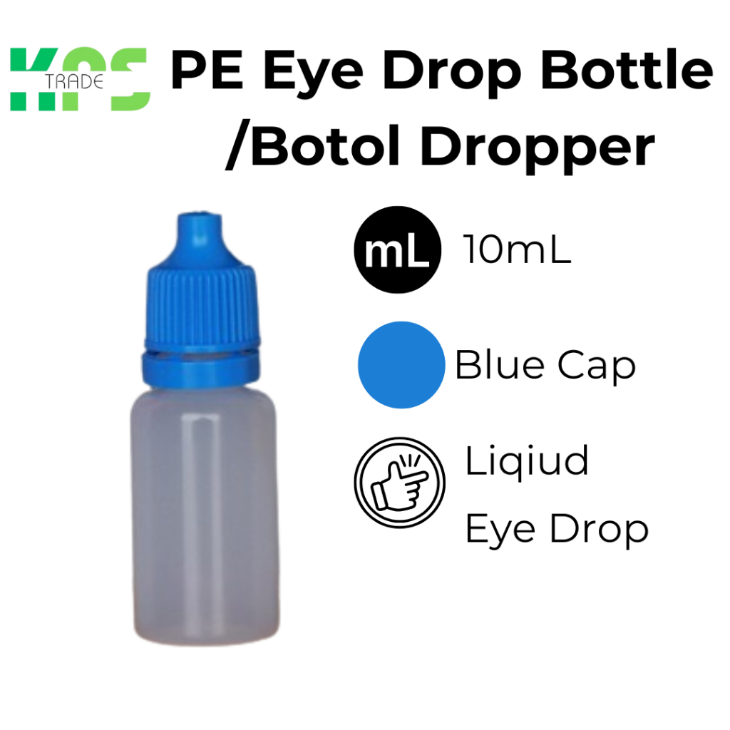 50 Unit - 10ml Squeezable Anti Leak Eye Drop Plastic Bottle with Blue ...